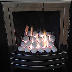 hmleaf 24 Pcs Stone-Like Ceramic Fibre Pebbles for Gas fireplaces, Stove, Gas firepit with White/Black/Grey/Khaki Color (White)