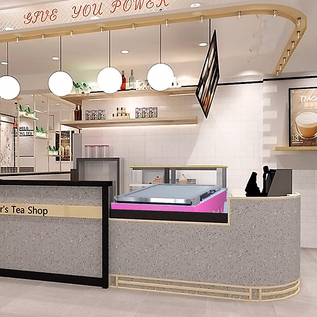 Kolice Commercial Tabletop Ice Cream Showcase Freezer, Countertop Ice Cream Display Freezer, Desktop Ice Cream Showcase with 9 Drums/6 Pans