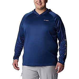 Columbia Men's Terminal Tackle Hoodie, Carbon/Ancient Fossil Logo, Large