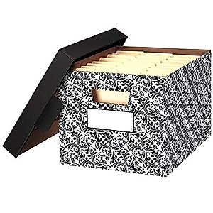 Bankers Box Decorative Storage Boxes with Lids for Home Decor Brocade, 4 Pack (0022705)