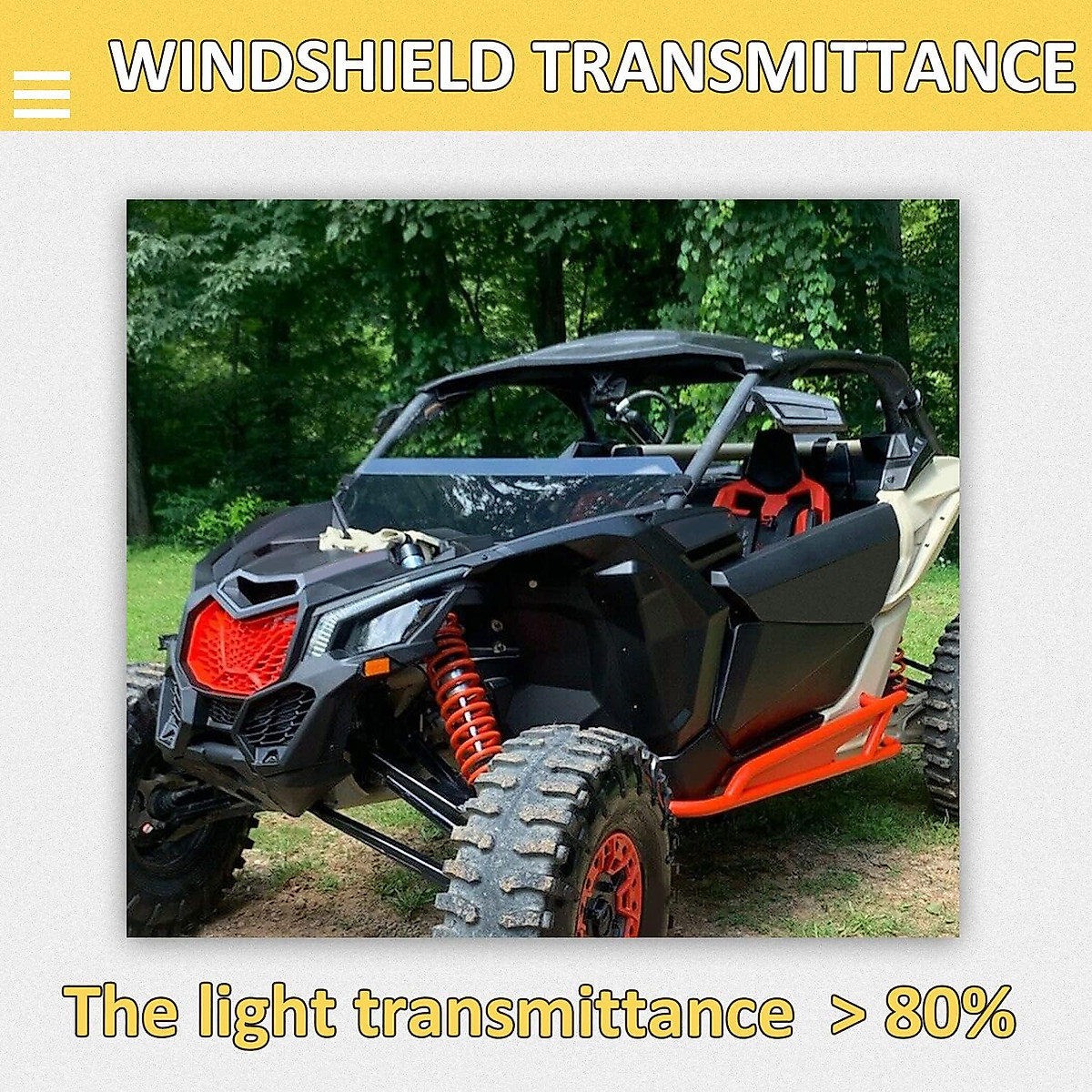ECOTRIC Dark Tint Half Windshield Compatible with 2017-2024 Can Am Maverick X3 / X3 X DS/ X3 X MR/ X3 MAX/ X3 X RS/ X3 X MR Turbo R X3 900 Accessories