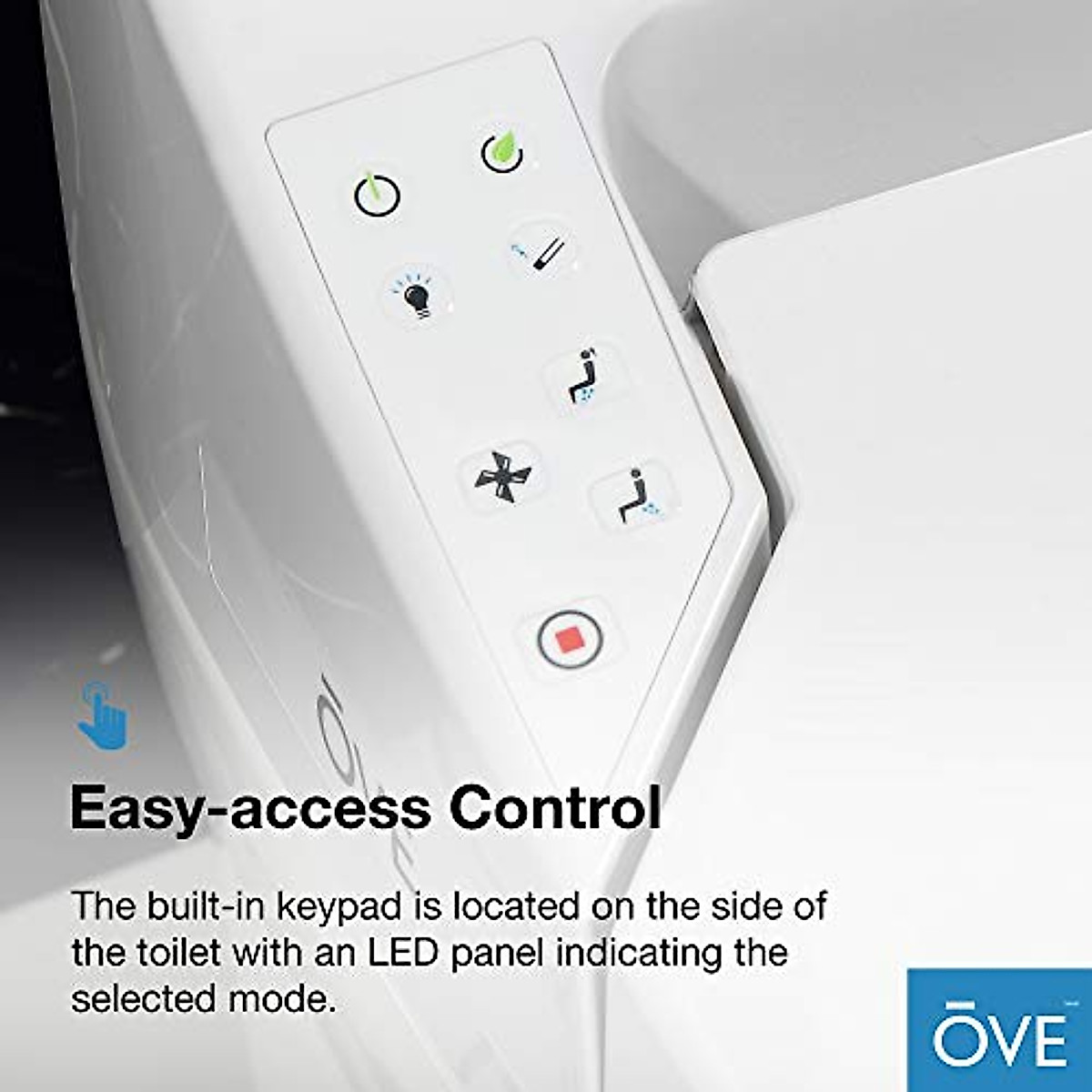 Ove Decors Virtuoso Bidet Toilet Built-in with Tank Elongated, Automatic Flushing, Heated Seat, Soft Close, ECO Mode with Remote Control