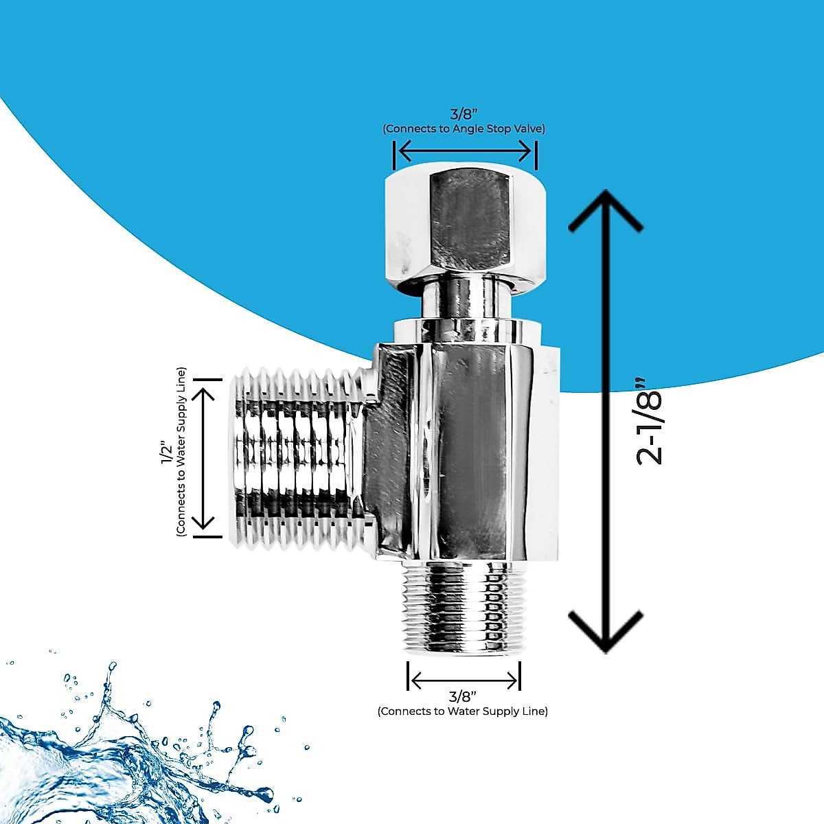 GenieBidet 3/8 X 3/8 X 1/2 Inch T-Connector for Bidet | Connect to 3/8 Water Supply at the wall Instead of 7/8 Toilet Tank Inlet | This Bidet T Connector uses 1/2 Water Supply to the Bidet