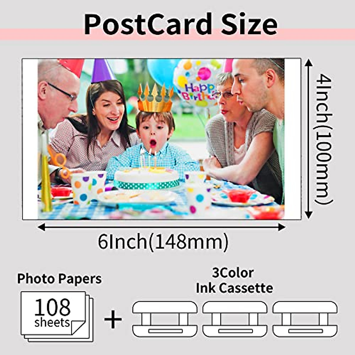 KP-108IN CP1300 Ink and Paper Compatible for Canon Selphy CP1300 CP1500 CP1200 CP1000 CP910 CP900 CP810 CP760 CP770 CP780, KP108 3 Color Ink Cartridges and 108 Sheets Glossy 4x6 Photo Paper