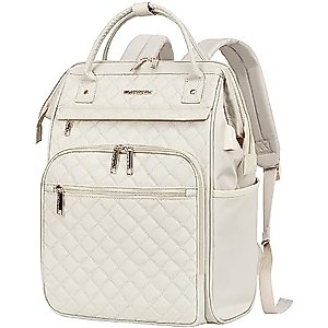 EMPSIGN Laptop Backpack for Women 17 Inch Travel Backpack, Large Capacity 40L Compuer Backpack Purse, Waterproof Stylish Business College Backpack with USB Port, Quilted Beige