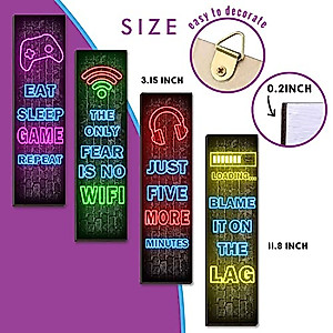 Neon Gaming Wall Decor Set of 4 - Boys Room Decorations for Bedroom, Neon Gaming Art Print Game Plaque Wall Art Decorations Perfect Teenager Gift for Kids Room Decoration（MC14）