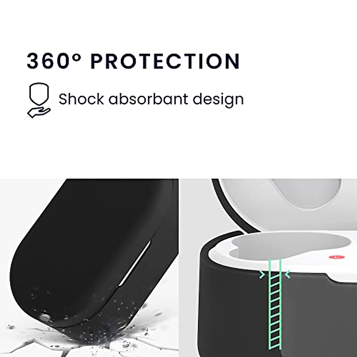 kwmobile Silicone Cover Compatible with OnePlus Nord Buds - Case Cover Stick-On Skin with Clip - Black