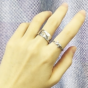 Matching Promise Open Rings for Couples Heart Dinosaur Lightning Statement Engagement Wedding Adjustable Ring Band Sets for Him and Her High Polished Comfort Fit Anniversary Valentine's Day Gifts,