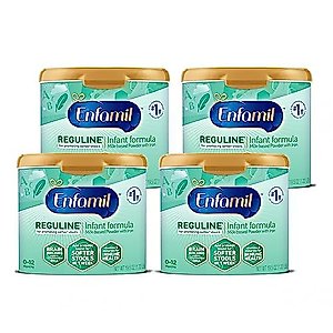 Enfamil Reguline Baby Formula, Designed for Soft, Comfortable Stools, with Omega-3 DHA & Probiotics for Immune Support, Reusable Powder Tub, 19.5 Ounce (Pack of 4)