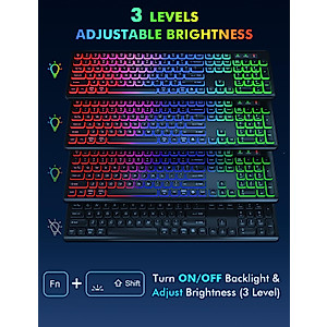 Wireless Keyboard and Mouse Combo - RGB Backlit, Rechargeable & Light Up Letters, Full-Size, Ergonomic Tilt Angle, Sleep Mode, 2.4GHz Quiet Keyboard Mouse for Mac, Windows, Laptop, PC, Trueque
