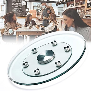 Round Tabletop Rotating Tray, Clear Round Glass Lazy Susan Turntable for Dining Table with Swivel Assist System, for Dining Table Serving Plate Rotating Stand ( Color : Clear , Size : 110cm (43inch) )