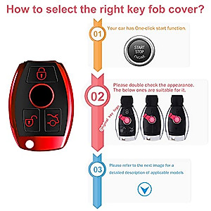 Becoci Compatible with Mercedes Benz Key Fob Cover with Keychain, Key Fob Case for Mercedes Benz A B C E G R S V Class, CLA CLS GL GLA GLE GLS GLK SL SLK SLS, AMG GT, Premium Key Shell, Red