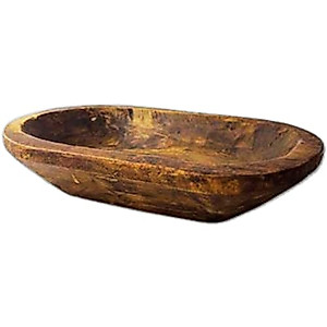 Dox + Lamb Cashmere Sandalwood Rustic Wooden Bowl Candle | Handmade Wood Bread Bowl Candle 3-Wick Soy Wax | Distressed Dough Bowl Candle | Modern Farmhouse Decor Table Centerpiece