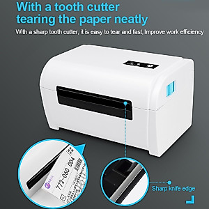 with U Disk (Driver.Software, Video are in U Disk) Label Maker Printer Thermal Barcode Shipping Printer Bluetooth and USB 110mm 4X6 Shipping Sticker Label Printer 4 inch (USB+Bluetooth Port)