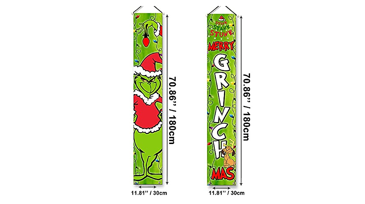 Grinch Christmas Decorations – Large Waterproof Porch Banners