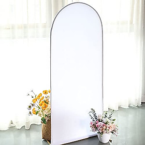 Efavormart 5ft White Spandex Fit Round Top Backdrop Frame Stand Cover, 2-Sided Wedding Arch Cover