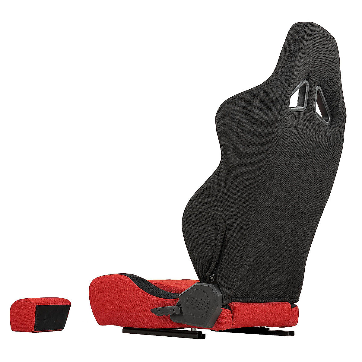 SimFab Flight Simulator Seat With Seat Base Cut Out For Fighter Stick Or Helicopter Collective, red