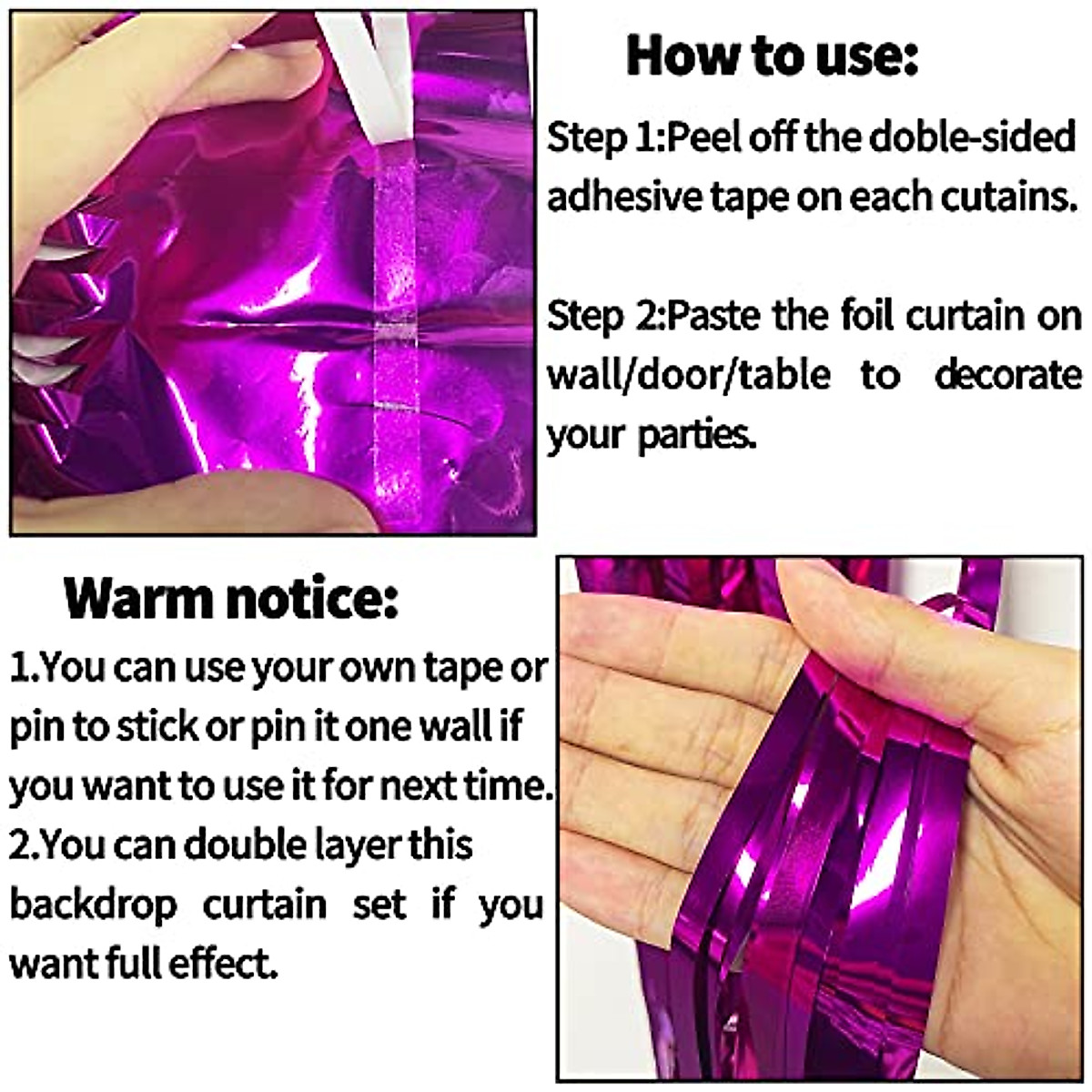 3 Pack Foil Fringe Backdrop Curtains Party Decoration - Tinsel Party Door Fringe Curtain Backdrop for Birthday Bachelorette Party Engagement Graduation Decoration (Sequins Light Blue)