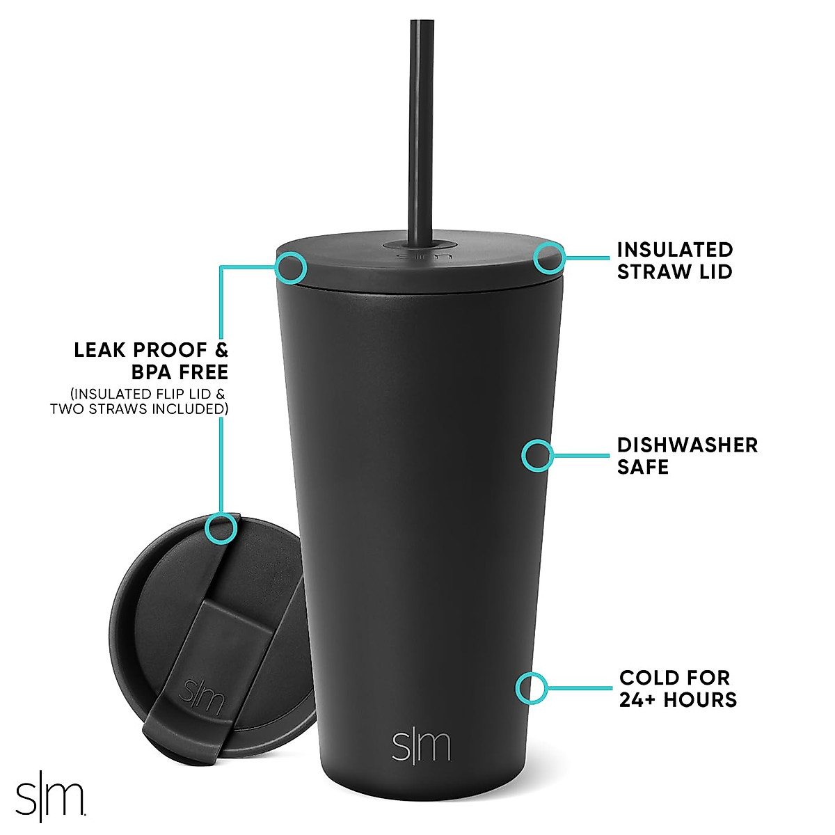 Simple Modern Insulated Tumbler with Lid and Straw | Iced Coffee Cup Reusable Stainless Steel Water Bottle Travel Mug | Gifts for Women Men Her Him | Classic Collection | 16oz | Blush