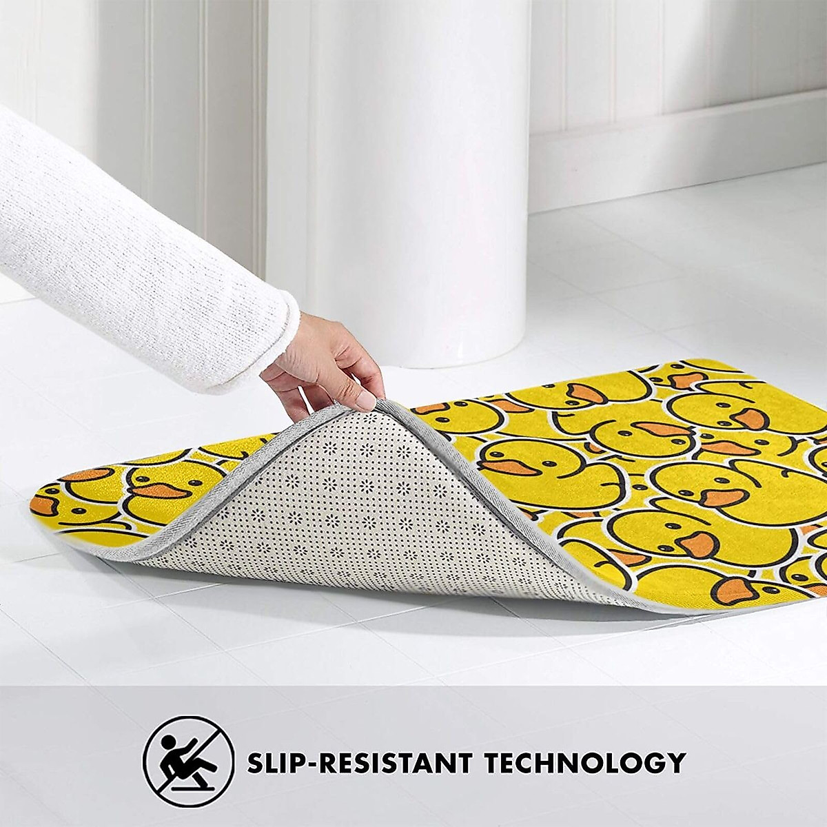 Jbofyee Cute Rubber Ducky Area Rug Non-Slip Soft Microfiber Washable Inside Floor Mats Yellow Cartoon Ducks Throw Rugs Carpet for Living Room Bedroom Office Dorm Home Decor, 36x24 Mat