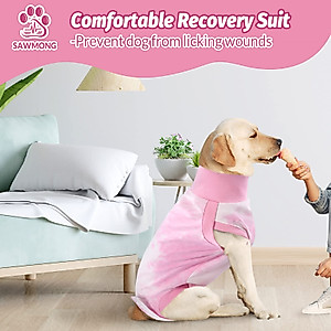 SAWMONG Dog Surgery Recovery Suit, Tie Dye Pet Surgical Suit for Female & Male, Cone E-Collar Alternatives After Spay for Abdominal Wounds, Anti-Licking Neuter Dog Onesie for Small Medium Large Dogs