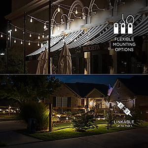 Enbrighten Classic Warm White String Lights, 48ft White Cord, 24 Shatterproof Acrylic Bulbs, Weatherproof, Outdoor String Lights, 35608