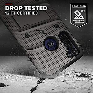 ZIZO Bolt Series for Moto G Stylus (2020) Case with Screen Protector Kickstand Holster Lanyard - Gun Metal Gray & Black