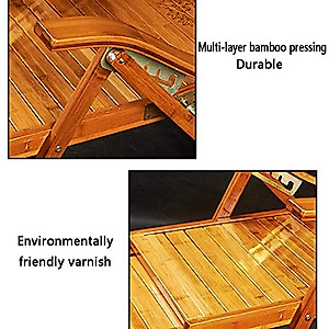 Lounge Chair, Patio Lounge Chairs Bamboo s,Durable Adjustable Deck Chairs,Wooden Outdoor s with Footrests and Mattresses,for Garden Courtyard Balcony