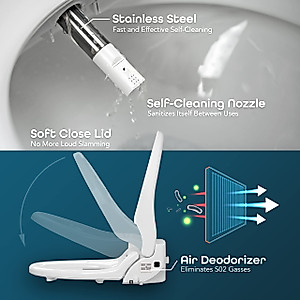 BidetMate 2000 Series Electric Bidet Heated Smart Toilet Seat with Unlimited Heated Water, Wireless Remote, Deodorizer, and Warm Air Dryer - Adjustable and Self-Cleaning - Fits Elongated Toilets