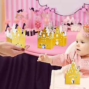 Chrisfall 24 Pieces Princess Castle Boxes Princess Castle Candy Boxes Princess Castle Party Decorations Glitter Princess Castle Birthday Favor Boxes for Wedding Birthday Party Supplies