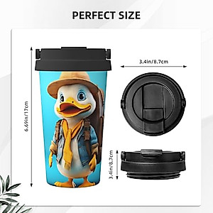 WZYCWB Duckling across backpack Printed insulated coffee cup - leak-proof design, suitable for commuting, office and travel insulated cup,