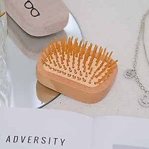 Maji Mama Handmade Natural Wooden Hair Brush Hairbrush with Bamboo Pins Massage Scalp & Detangling All Hair Types