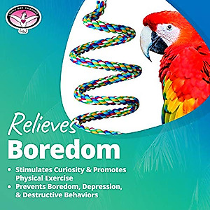 Super Bird Creations SB326 Colorful Cotton Bungee Rope Bird Toy, Large/XL Bird Size, 1.25” Diameter x 97”,Varies