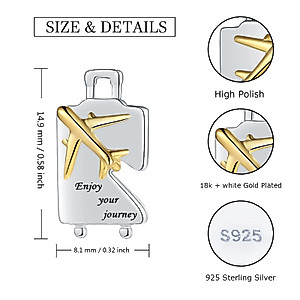 Graduation Gifts for Her Earrings,Sterling Silver Luggage Airplane Graduated Stud Earring Engraved "Enjoy your journey", Sterling Silver, No Gemstone