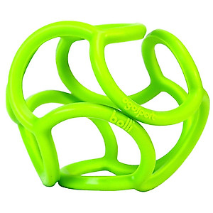 OgoBolli Teething Ring Tactile Sensory Ball Toy for Babies & Kids - Stretchy, Soft Non-Toxic Silicone - Ages 3 Months and up - Green