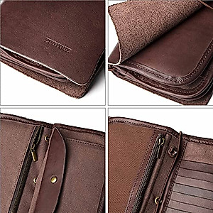ZUOYOUZ Womens Wallet Leather Card Holder Wallet, Large Capacity Ladies Wallet, Soft Clutch Purse Wallet for Women Dark Brown