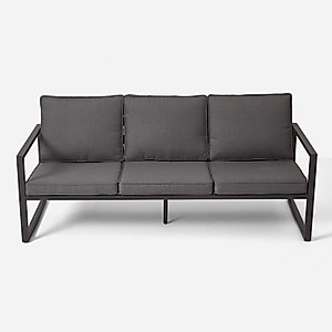 RICNOD Outdoor Sofa, Outdoor Furniture with 3 Seats, All-Weather All-Aluminum Frame with Removable Waterproof Cushion, for Backyards, Poolside, Balcony or Kitchen, Grey