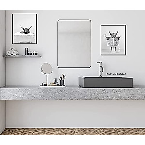 Highland Cow Wall Art Poster – Unframed Set of 2 (12x16 Inch) – Funny Bathroom Wall Decor, Black and White Wall Art, Bathroom Wall Decor, Kids Bathroom Decor, Animal Highland Cows Pictures Posters for Funny Bathroom and Restroom, Modern Cute Chic Cool Uni