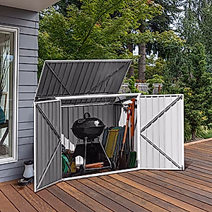 Goplus Horizontal Storage Shed Outdoor, Multi-Function Storage Cabinet for Garden Yard Lawn, 6x3FT