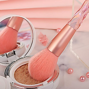 Kingtree Makeup Brushes, 10PCS Pink Crystal Makeup Brush Set Premium Synthetic Foundation Powder Concealer Eyeshadow Makeup Brush Kit, Professional Make Up Brush Set for Girls and Ladies