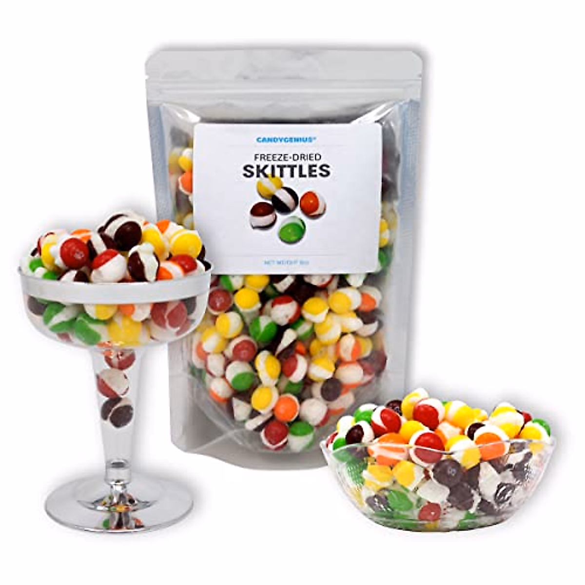 Freeze Dried Candy - 8oz XL pack of CANDYGENIUS cool freeze dry candies puff frozen dehydrated skittles bulk giant snack fruit crunch extra large