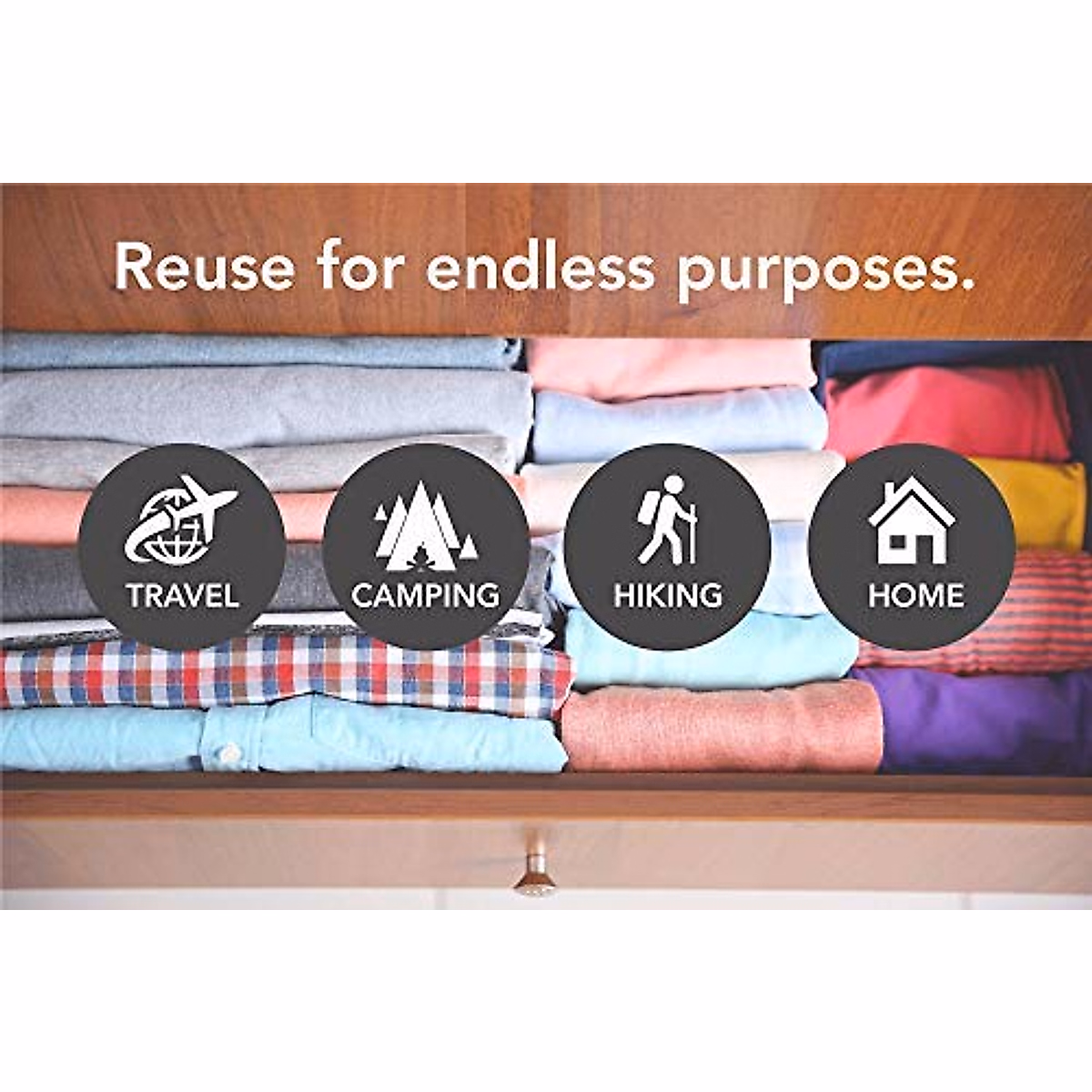 Acrodo Compression Bags for Travel, Packing Organizers Space Saver Packing Bags, No Vacuum 10-pack of 5 Large & 5 Jumbo Clothes Compression Bag, Suitcase Storage & Travel Storage Bags for Clothes