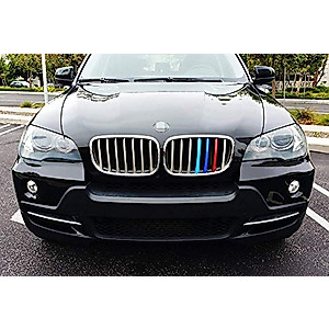 iJDMTOY Exact Fit ///M-Colored Grille Insert Trims Compatible With 2007-2013 BMW E70 X5, 2008-2012 E71 X6 Center Kidney Grill