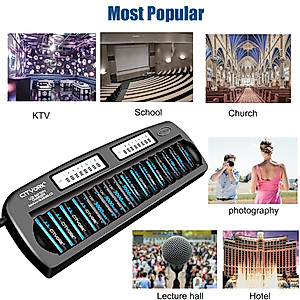 16 Bay Smart Battery Charger LCD Display for 1.2V AA/AAA NiMH/NiCd Rechargeable Batteries with Built-in IC Protection & AC Wall Adapter (Upgraded Charger White/Blue Screen)