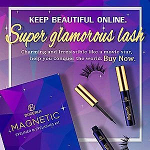 DUOERLA Magnetic Eyelashes Natural Look- 10 Pairs Full Volume Magnetic Lashes with Eyeliner Kit -4 Tubes of Liner - Upgraded Long Lasting, Waterproof, Easy,Reusable Fake Eyelashes with Applicator
