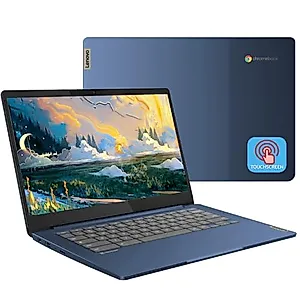 Lenovo Slim-3 Touch-Screen Chromebook Laptop Computer for Students and Business - 14" FHD Display, 13.5H Long Battery Life, MediaTek 520, 4GB RAM, 64GB eMMC, 256GB Micro SD, Wi-Fi 6, Chrome OS