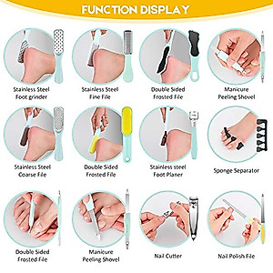 Pedicure Foot File Tools Kit - Professional Feet Corns Callus Remover Shaver Hard Dead Skin Removal Double-sided Home Professional Wet Dry Use Best Gift for Family Friends Men Women Foot Care Set