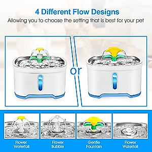 Stainless Steel Pet Water Fountain with Adapter, Upgraded Version 84oz/2.5L Automatic Cat Water Fountain Dog Water Dispenser with Ultra-Quiet Pump for Cats, Dogs, Birds, Multiple Pets (Blue)