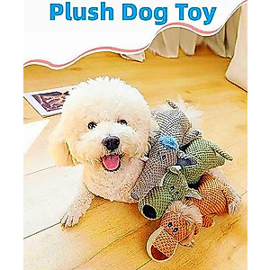 atcryih Dog Toy, Robust Animal Designed for Heavy Chewers, Large Plush Dog Toy, Durable Squeaky Toy for Boredom, 15*7.48inch, A-Brown