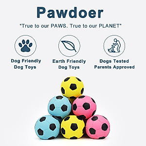 Pawdoer Squeaky Dog Ball - Soft Latex Rubber Squeaky Dog Toys for Small Dogs Puppies - Cute Bounce Dog Squeak Toys Play Fetch Football Soccer Ball